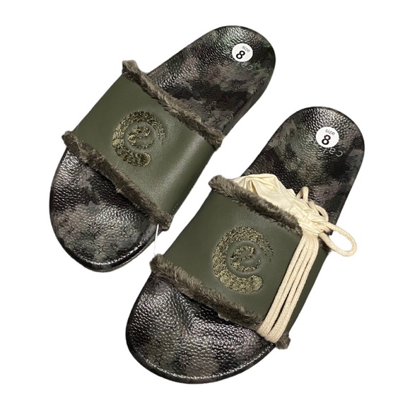 Johnny Was | Shoes | Johnny Was Calme Slides Sandals In Olive Green ...